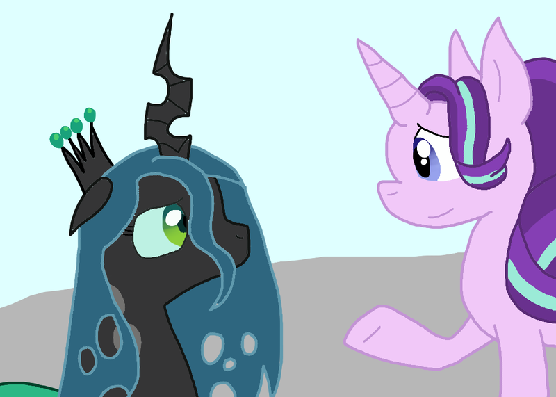 #3163722 - safe, artist:cmara, derpibooru import, queen chrysalis, starlight glimmer, changeling ...