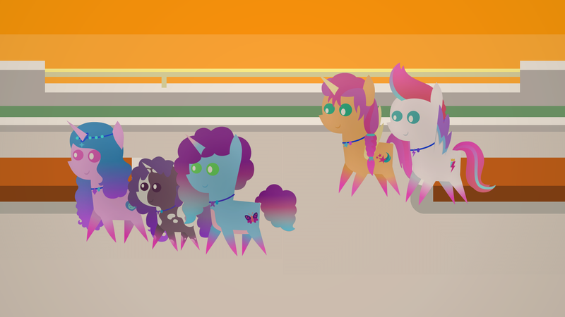 #3169139 - safe, artist:carrotorangelight, derpibooru import, izzy moonbow, sunny starscout ...