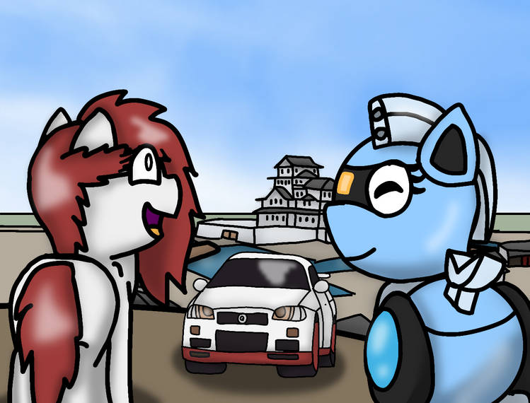 #3169706 - safe, artist:foxfer64_yt, derpibooru import, oc, oc:kira (fl), oc:silverstream (robot ...