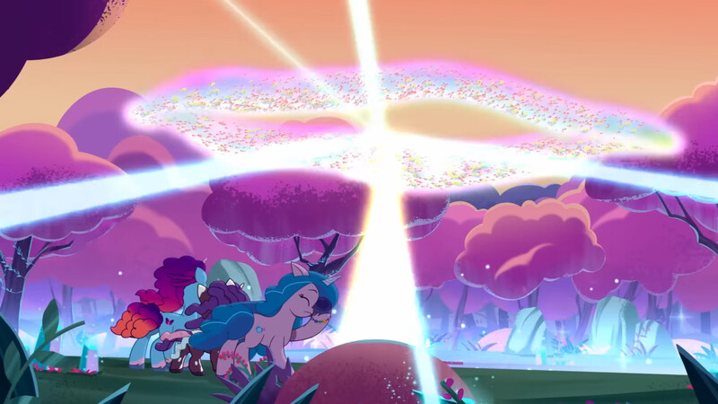 #3173827 - safe, derpibooru import, screencap, izzy moonbow, unnamed character, breezie, pony ...