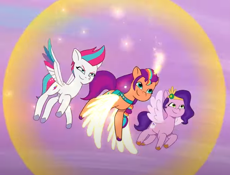 #3229855 - safe, derpibooru import, screencap, pipp petals, sunny starscout, zipp storm, alicorn ...