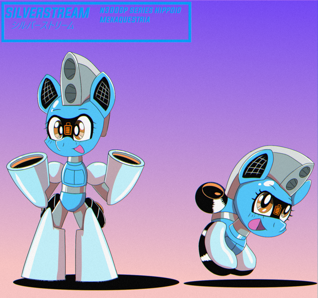 #3270507 - safe, artist:trackheadtherobopony, derpibooru import, oc, oc:silverstream (robot pony ...