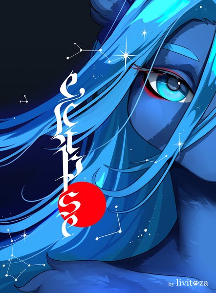 #3262798 - safe, artist:livitoza, derpibooru import, princess luna, anthro, bust, constellation ...