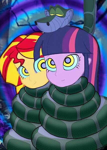 #3265354 - safe, artist:whitty101919, derpibooru import, sunset shimmer, twilight sparkle, human ...