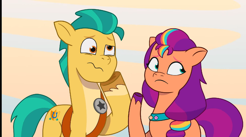 #3339943 - safe, derpibooru import, screencap, hitch trailblazer, sunny starscout, pony, g5, my ...