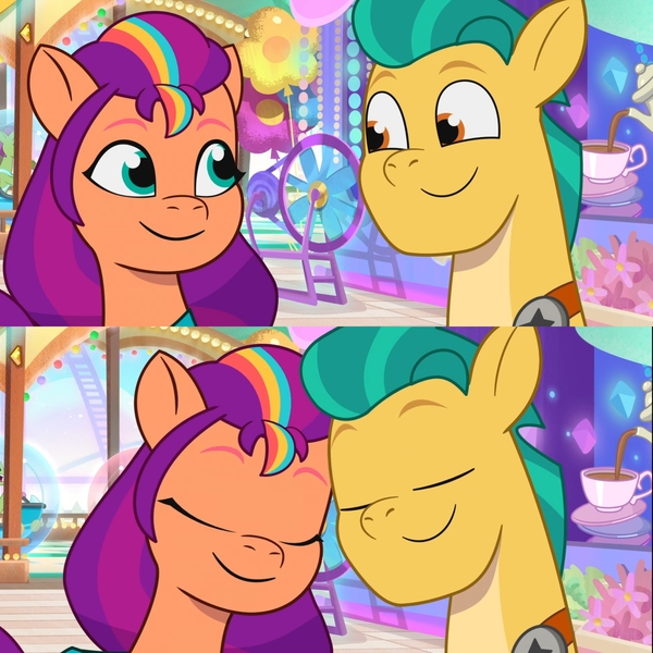 #3339944 - safe, derpibooru import, screencap, hitch trailblazer, sunny starscout, earth pony ...