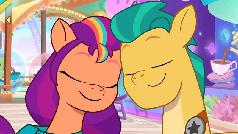 #3340109 - safe, derpibooru import, screencap, hitch trailblazer, sunny starscout, earth pony ...