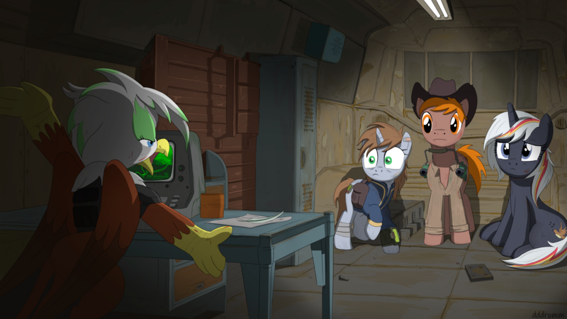 #3340707 - safe, artist:dddromm, derpibooru import, oc, oc:calamity, oc:gawdyna grimfeathers, oc ...