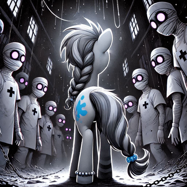 #3430516 - grimdark, ai content, prompter:anksk, silver spoon, earth pony, human, pony, doctors ...