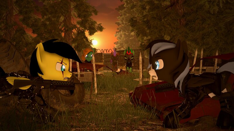 #3430806 - safe, artist:fallenponiesproduction, ponerpics import, oc, oc:angel wolf, oc:specky ...