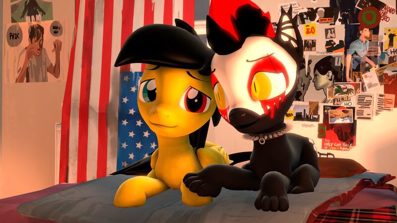 #3430874 - safe, artist:fallenponiesproduction, ponerpics import, oc, oc:beowolf, oc:specky ...