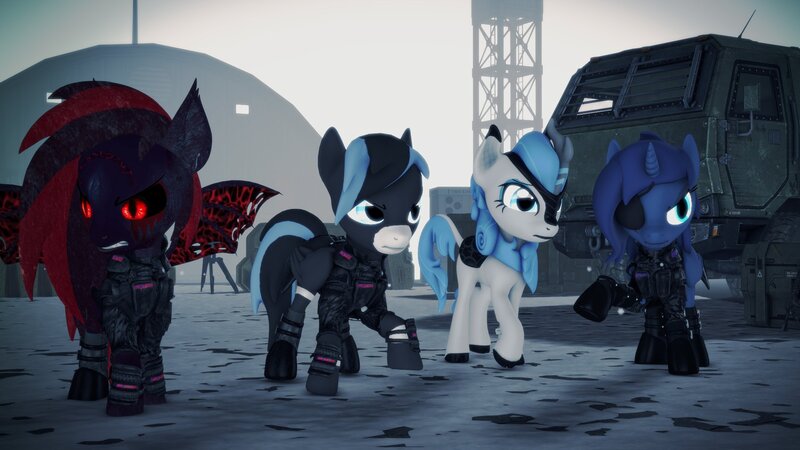 #3430888 - safe, artist:fallenponiesproduction, ponerpics import, princess luna, oc, oc:angel ...