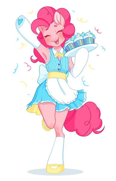 #3431429 - safe, artist:murimio_, derpibooru import, pinkie pie, anthro, earth pony, unguligrade ...