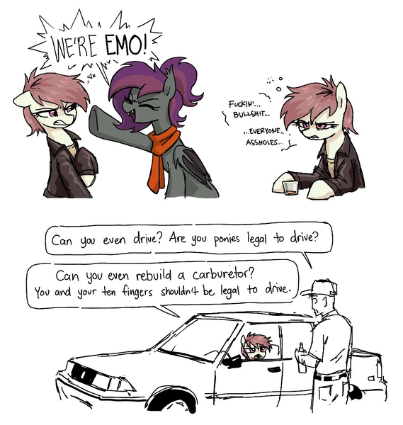 #3436278 - safe, artist:plunger, derpibooru import, rainbow dash, oc, oc:anneal, oc:anon, bat ...