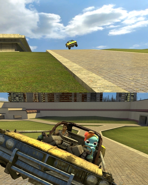 #3427313 - safe, derpibooru import, rainbow dash, pegasus, g4, 3d, alyx vance, car, crossover ...