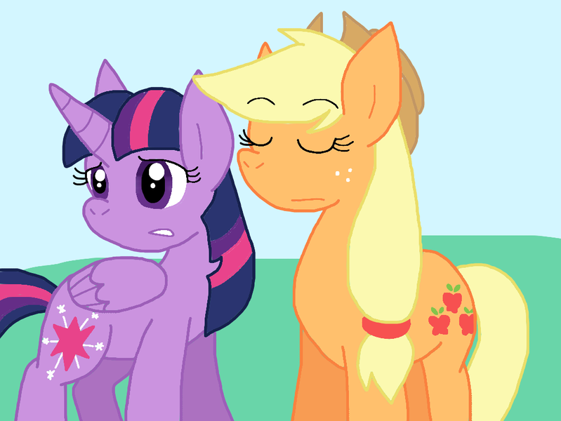 #3449827 - safe, artist:cmara, derpibooru import, applejack, twilight sparkle, twilight sparkle ...