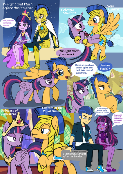 #3474277 - safe, artist:nightglowfan, derpibooru import, flash sentry, sci-twi, twilight sparkle ...