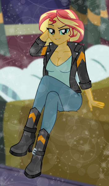 #3480559 - safe, artist:emeraldblast63, derpibooru import, sunset shimmer, human, equestria ...