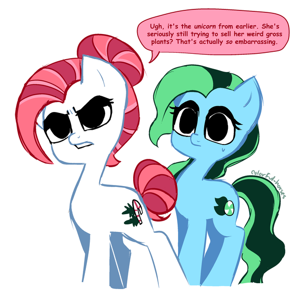 #3480981 - safe, artist:syrupyyy, derpibooru import, oc, oc:pennyroyal, oc:spring mint ...