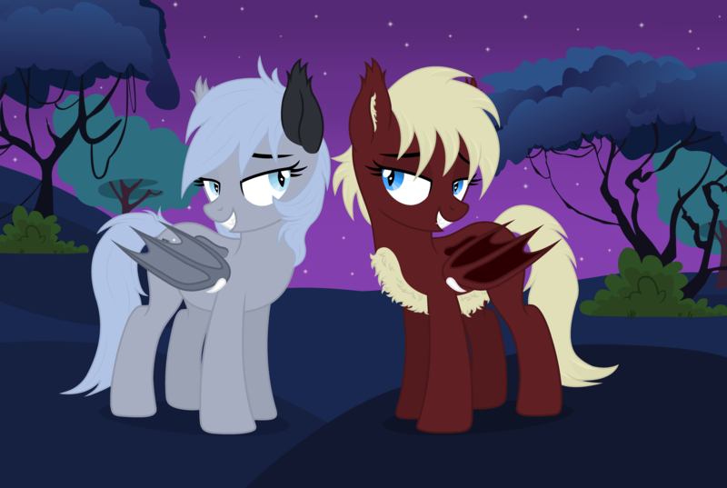 #3481407 - safe, artist:ghostpikachu, derpibooru import, oc, oc:evening silvershade, oc:trinity ...