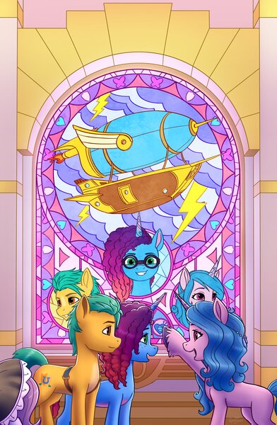 #3484125 - safe, artist:robin jacks, derpibooru import, hitch trailblazer, izzy moonbow, misty ...