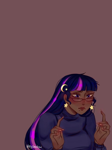 #3486316 - safe, artist:flyfells, derpibooru import, twilight sparkle, human, g4, beauty mark ...