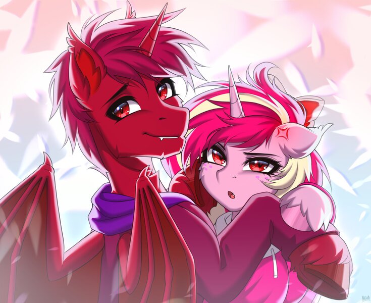 #3471267 - safe, artist:hakaina, ponerpics import, oc, unofficial characters only, pony, duo ...