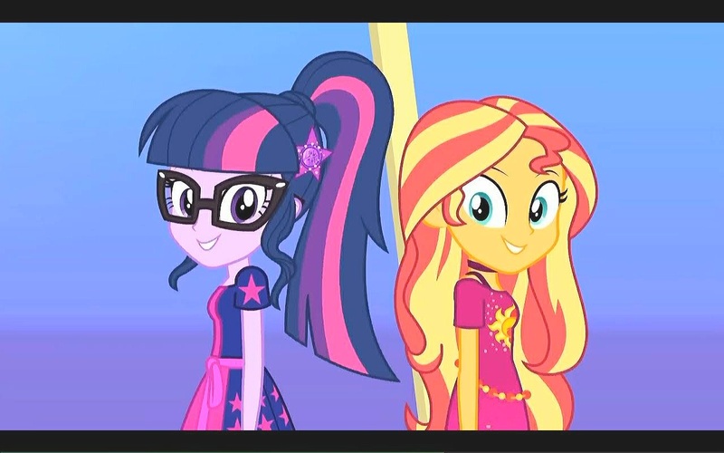 #3471533 - safe, derpibooru import, screencap, sci-twi, sunset shimmer, twilight sparkle, human ...