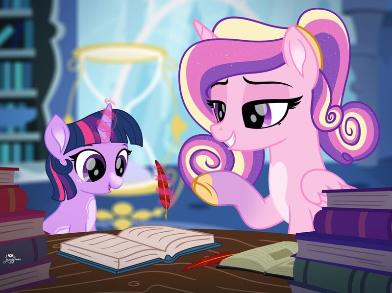 #3495704 - safe, artist:lovinglypromise, derpibooru import, princess cadance, twilight sparkle ...