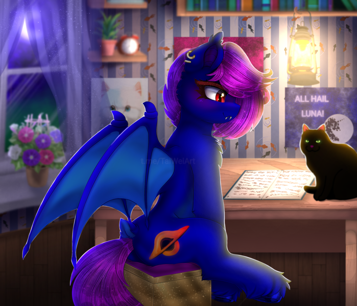 #3495834 - safe, artist:taiweiart, derpibooru import, oc, unofficial characters only, bat pony ...