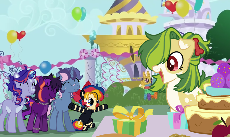 #3496802 - safe, derpibooru import, oc, oc:book loft, oc:confetti core, oc:moonbright, oc ...