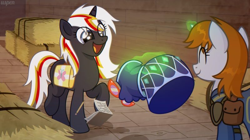 #3499258 - safe, artist:uspen, derpibooru import, oc, oc:littlepip, oc:velvet remedy, unofficial ...