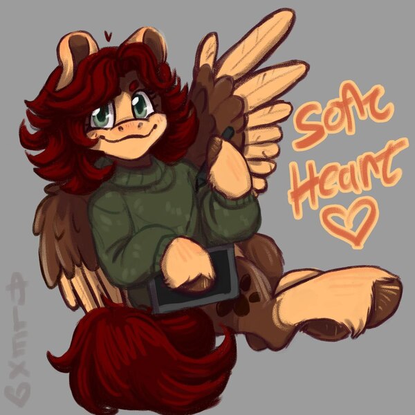 #3507259 - safe, artist:alex crist, derpibooru import, oc, oc:soft heart, pegasus, pony, clothes ...