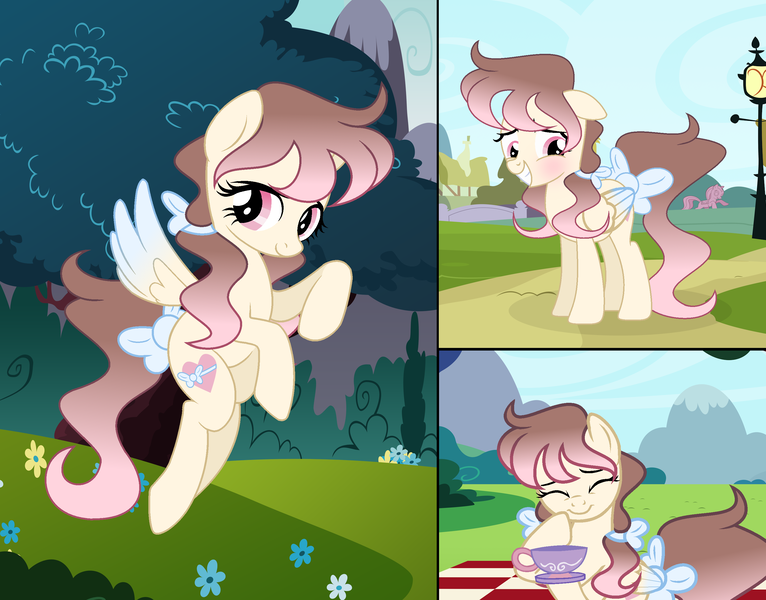 #3518251 - safe, artist:darbypop1, derpibooru import, oc, oc:vanilla dream, pegasus, pony, bow ...