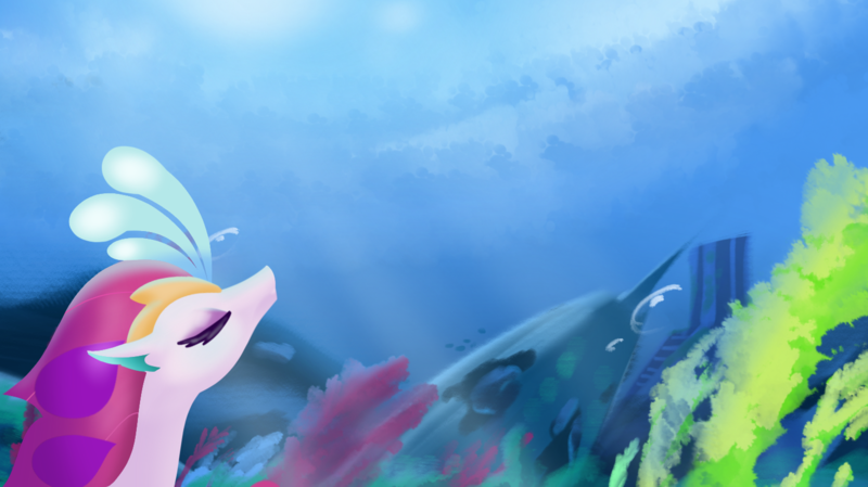 #3535585 - safe, artist:yayap117, derpibooru import, idw, queen novo, sea pony, siren, g4, my ...