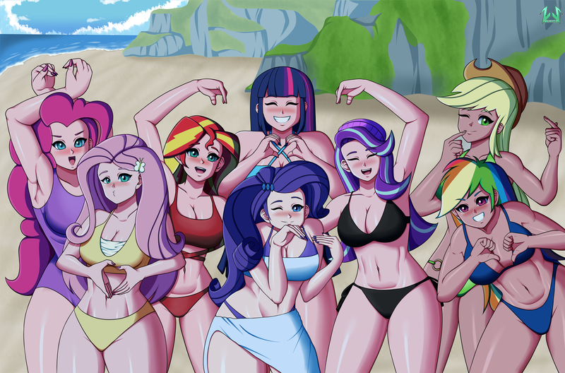 #3599137 - suggestive, artist:kevstzy, derpibooru import, applejack, fluttershy, pinkie pie ...