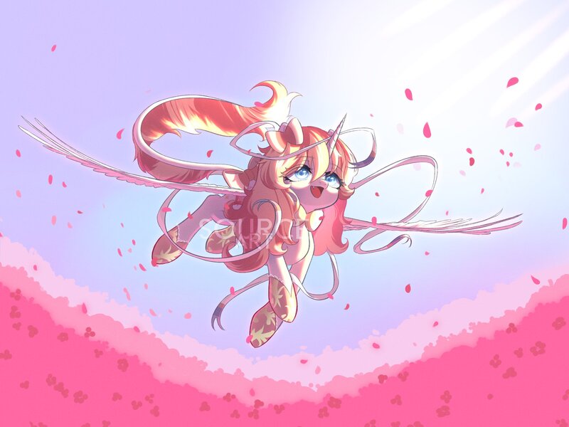 #3602394 - safe, artist:s0urceart, derpibooru import, oc, alicorn, pony, alicorn oc, bow, cherry ...