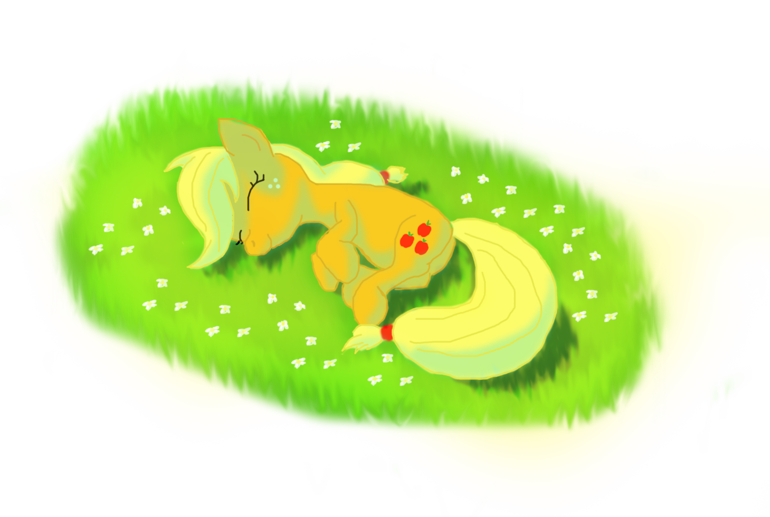 #309519 - applejack, artist needed, derpibooru import, flower, grass ...