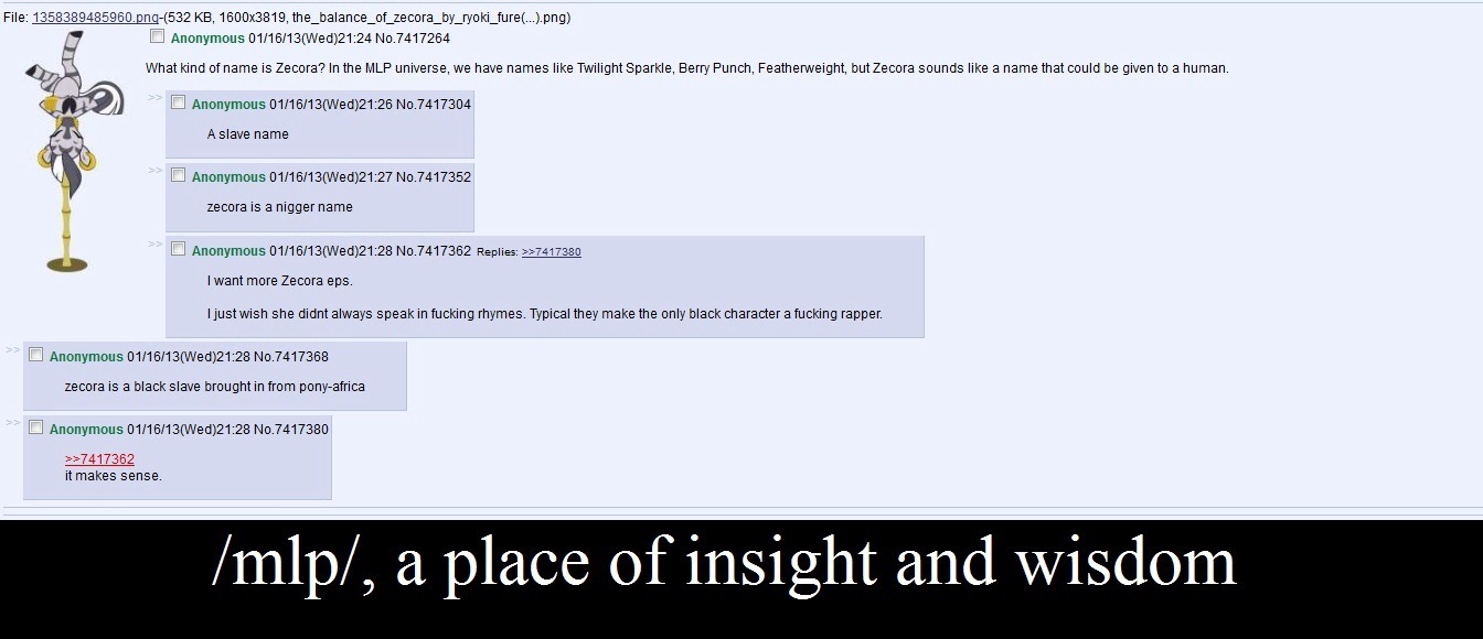 #550507 - meta, /mlp/, racism, safe, text, vulgar, zebra, zecora - Twibooru