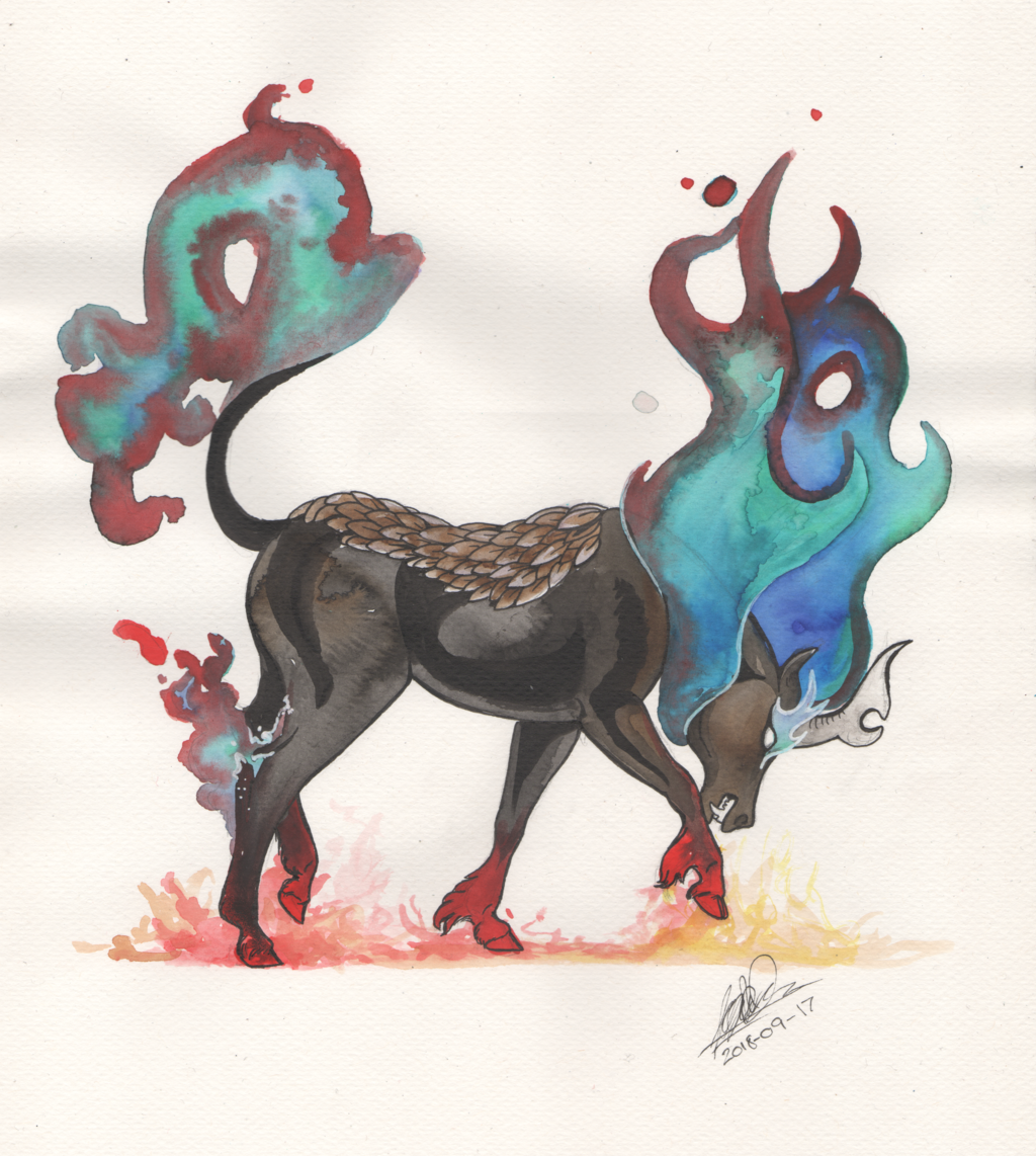 #1484900 - artist:sagastuff94, derpibooru import, kirin, mane of fire ...