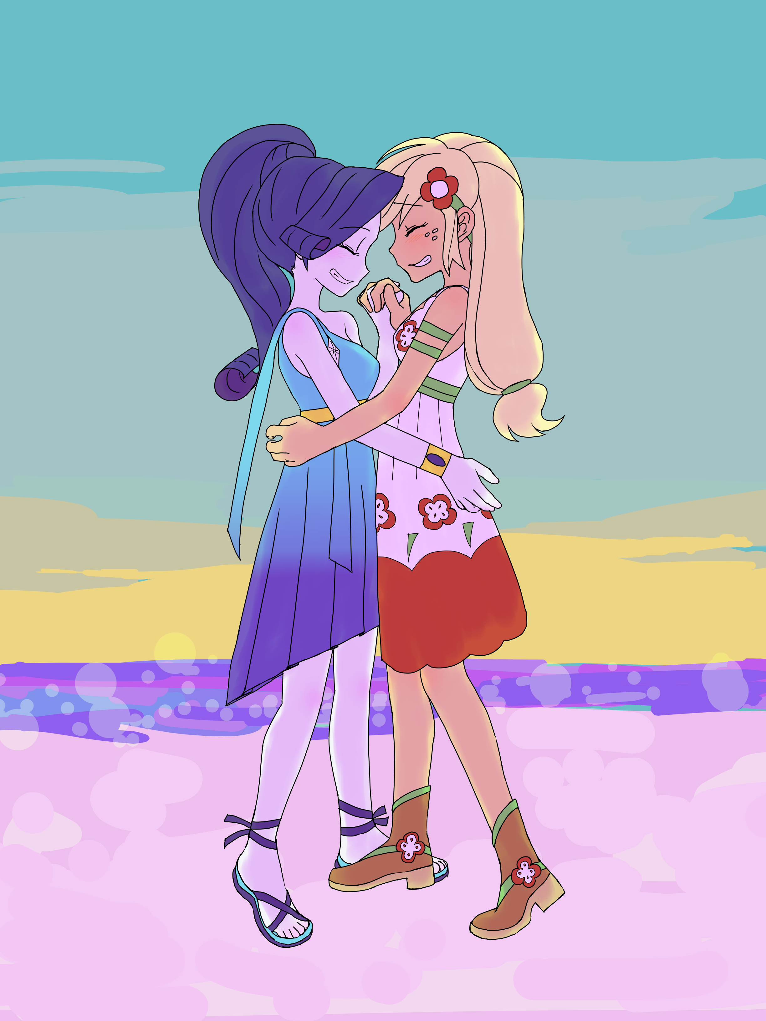 #1630636 - applejack, artist:haibaratomoe, beach, beautiful, clothes ...