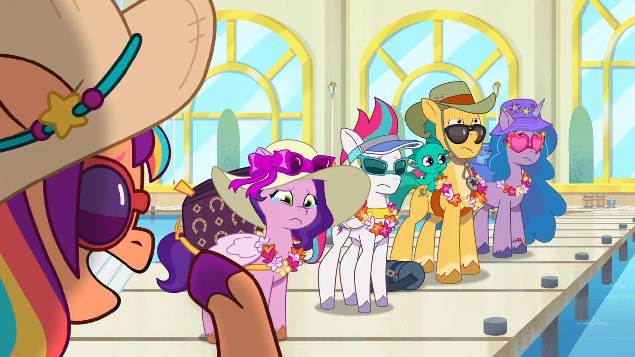 #2977388 - safe, derpibooru import, screencap, hitch trailblazer, izzy moonbow, pipp petals ...