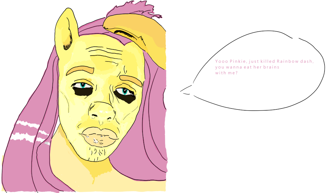 #3495618 - semi-grimdark, derpibooru import, fluttershy, anthro, .mov, shed.mov, g4, bags under ...