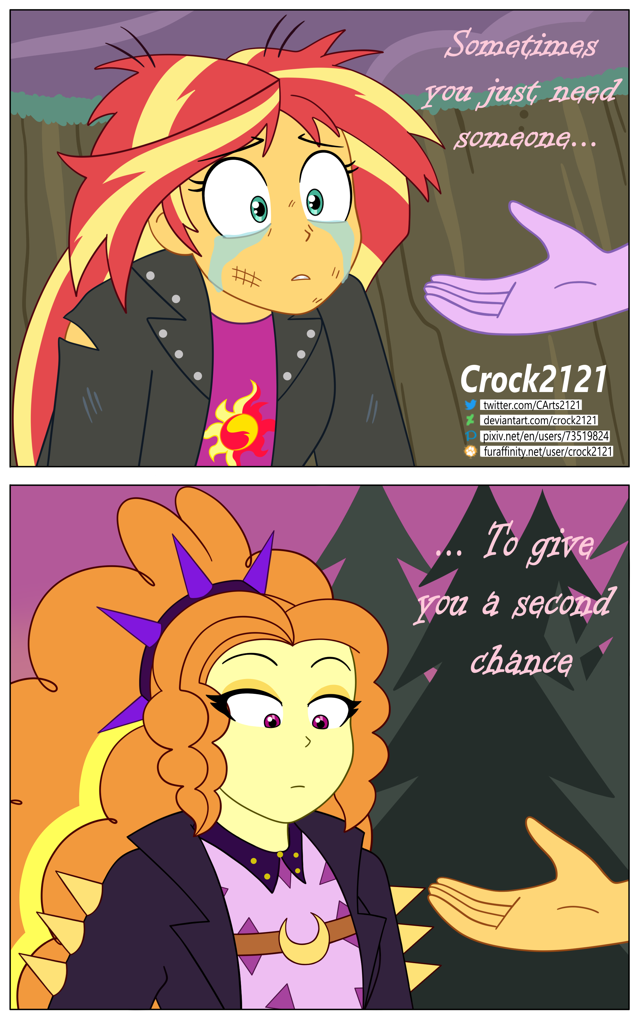 #3490924 - safe, artist:crock2121, derpibooru import, adagio dazzle, sunset shimmer, twilight ...