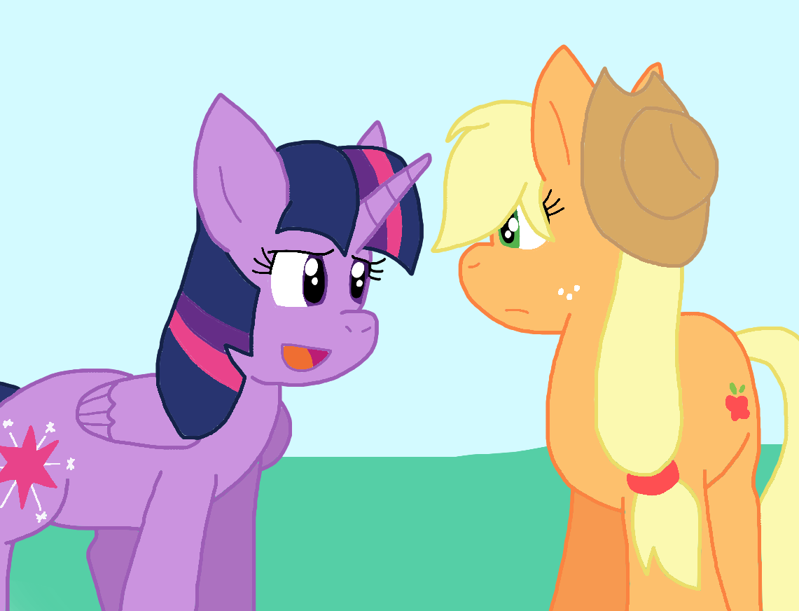 #3510883 - safe, artist:cmara, derpibooru import, applejack, twilight sparkle, twilight sparkle ...