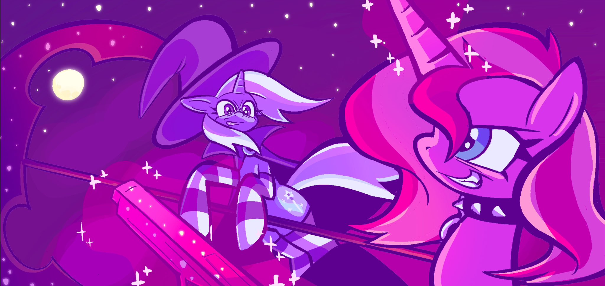 #3370120 - safe, artist:tricky_cannon, derpibooru import, sunset shimmer, trixie, pony, unicorn ...