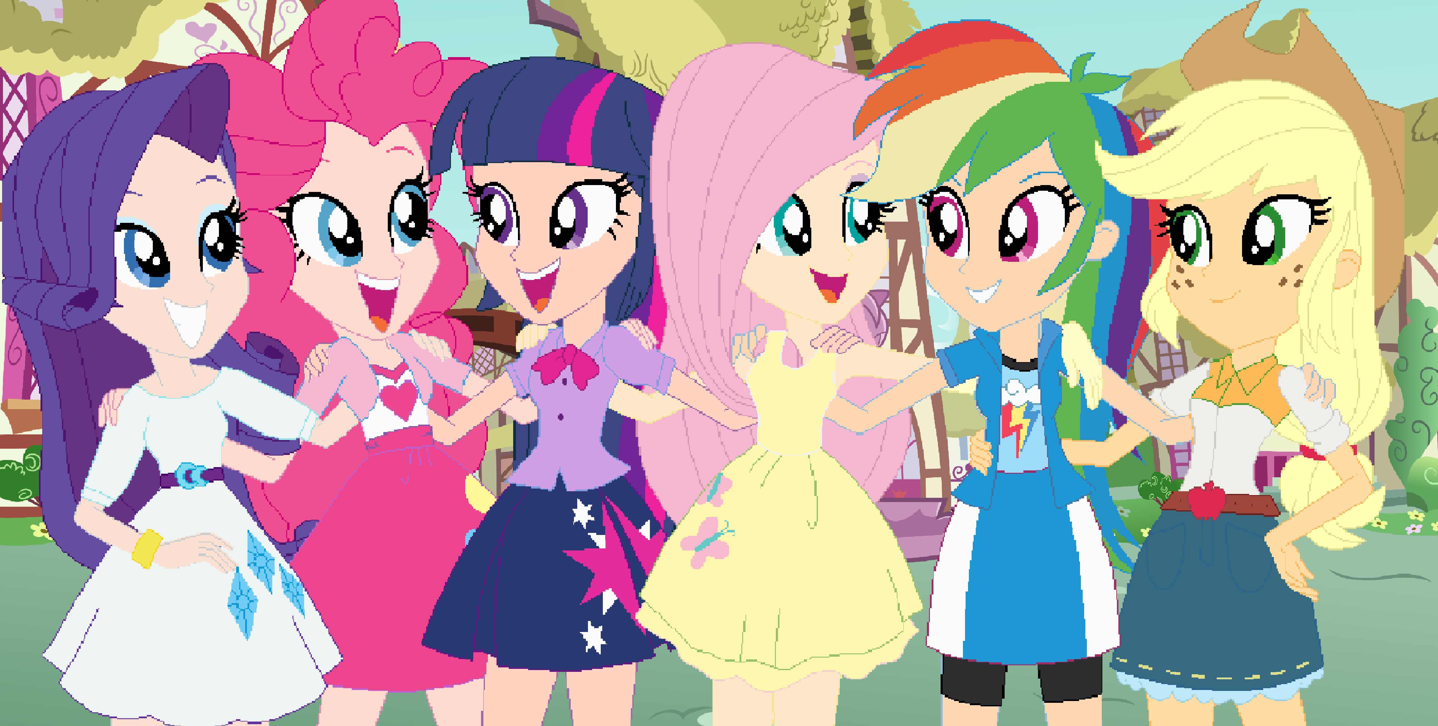 #3259007 - safe, derpibooru import, applejack, fluttershy, pinkie pie, rainbow dash, rarity ...