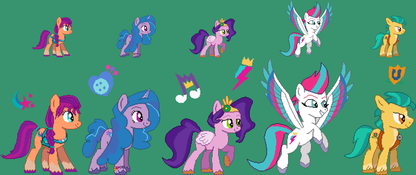 #3481436 - safe, artist:lukethefoxen, derpibooru import, hitch trailblazer, izzy moonbow, pipp ...