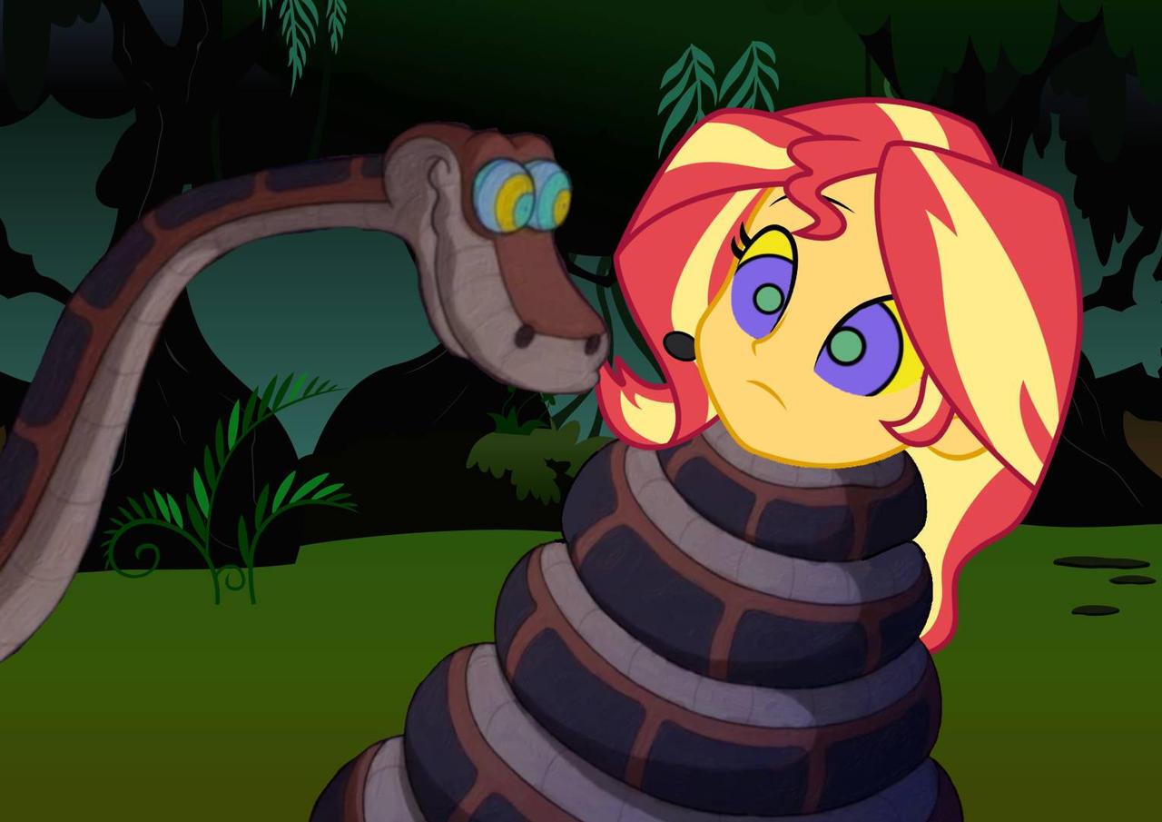 #3483085 - safe, artist:tyriuskishayinew16, derpibooru import, sunset shimmer, human, snake ...