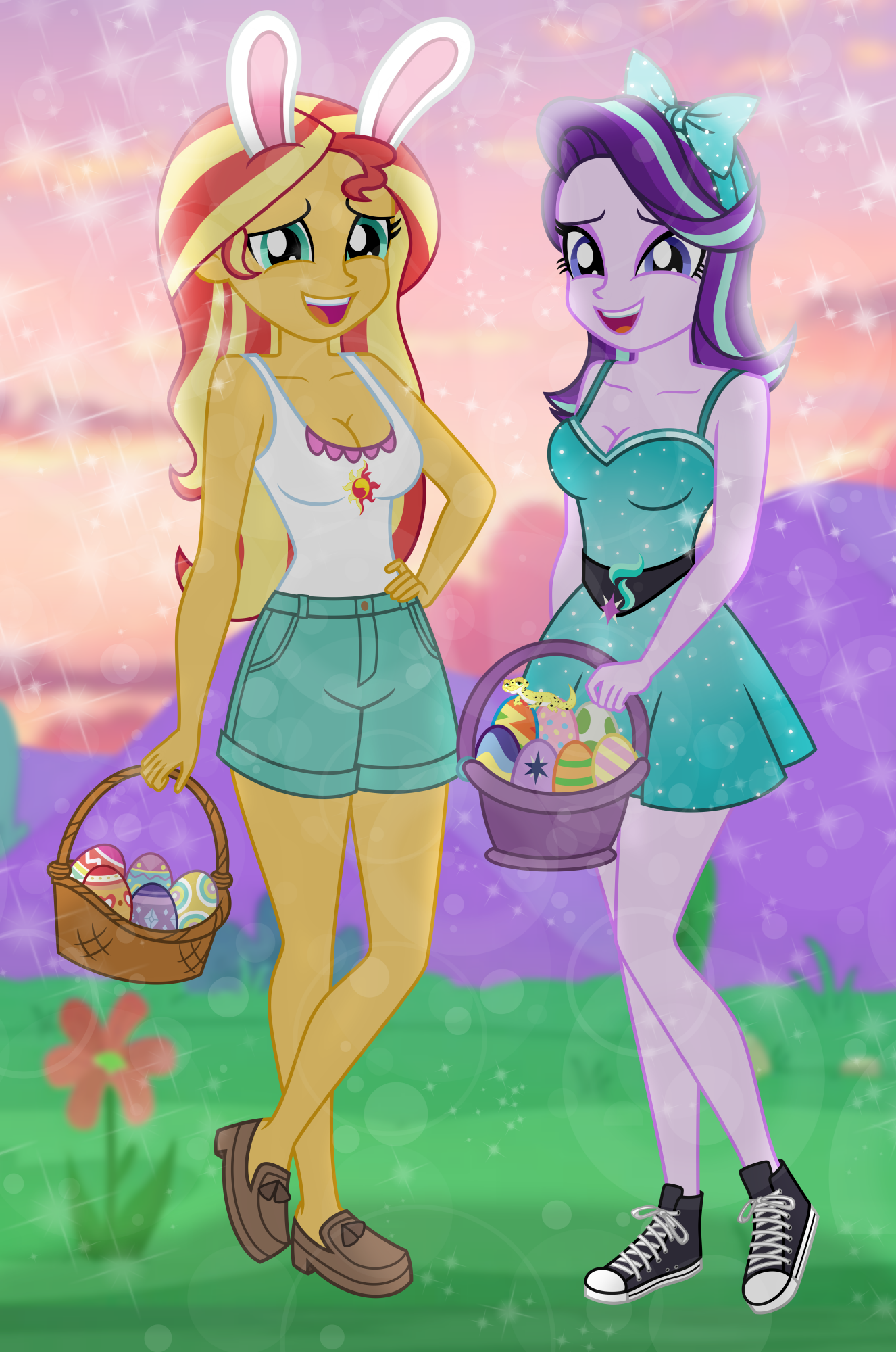 #3500216 - safe, artist:emeraldblast63, derpibooru import, starlight glimmer, sunset shimmer ...